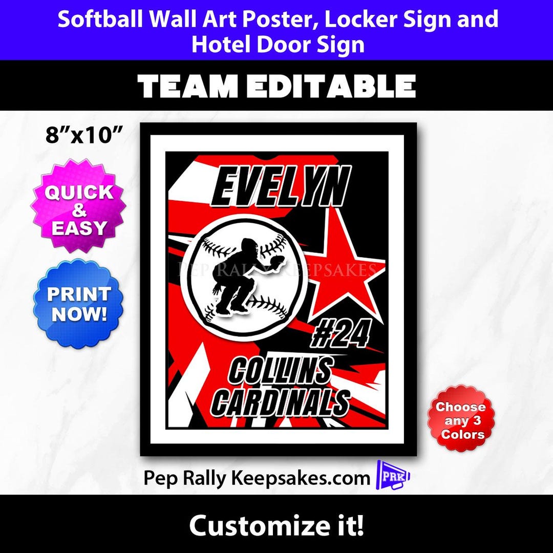 Softball Wall Art Print for Softball Team Gifts, Softball Pitcher ...