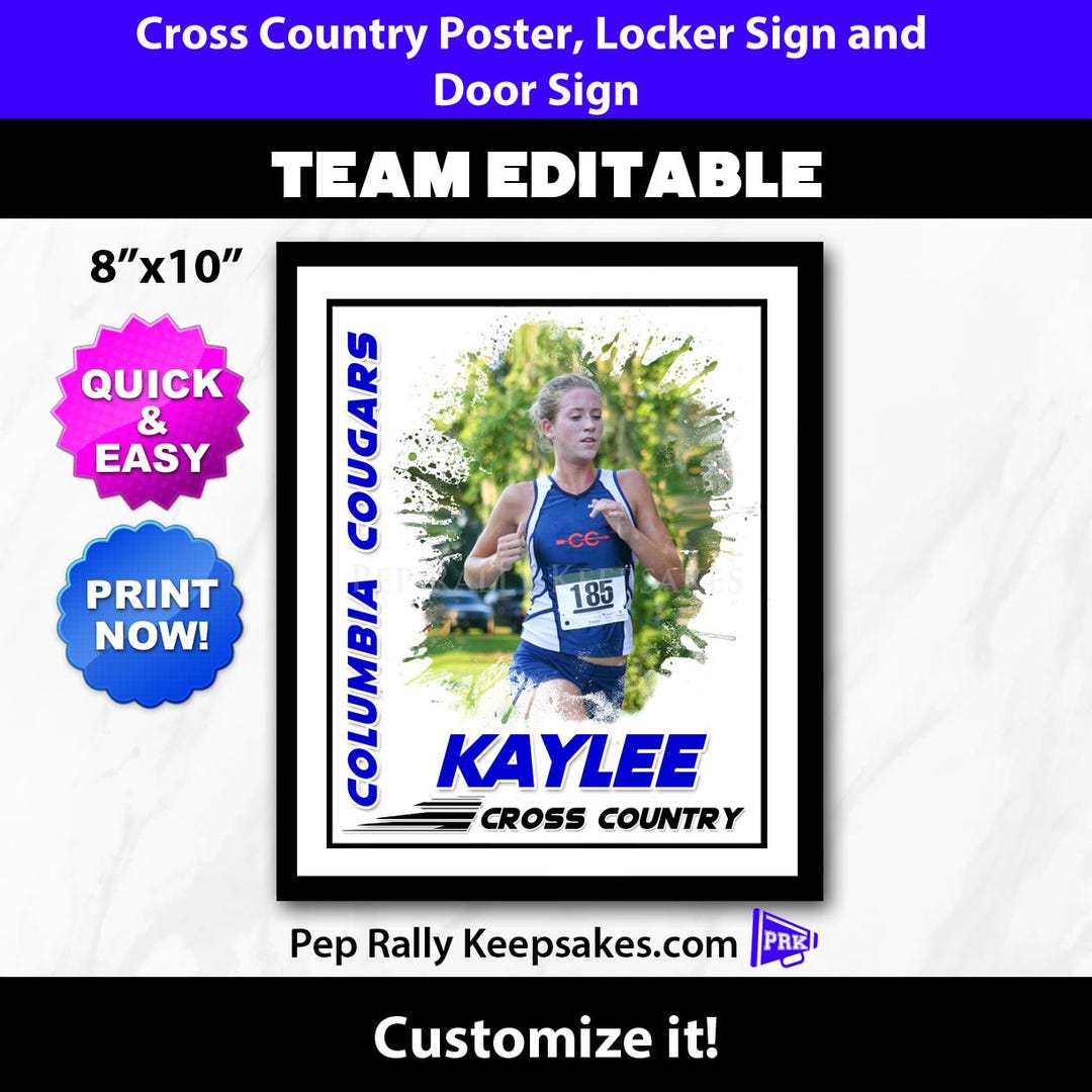 Cross Country Locker Sign, Door Sign and Wall Art Grunge Poster With ...