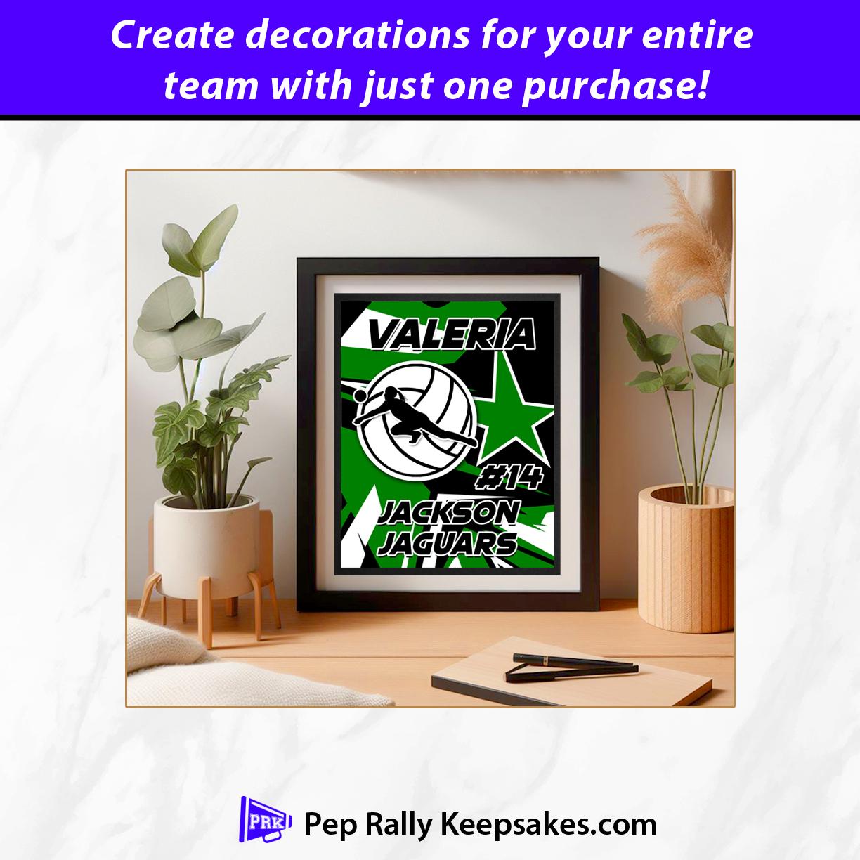 Volleyball Locker Sign, Door Sign and Wall Art Poster With Star to ...