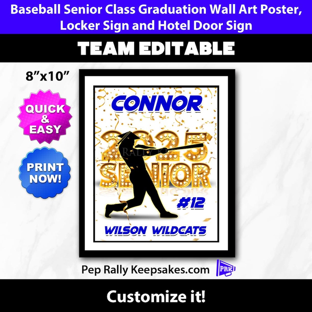Baseball Senior Class Locker Sign, Hotel Door Sign and Wall Art Poster ...