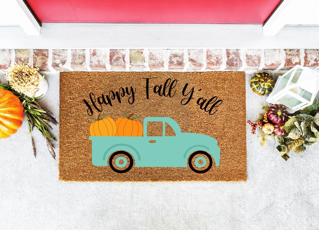 Happy Fall Yall Cute Fall Coir Doormat for Your Porch, Cute Fall Decor ...