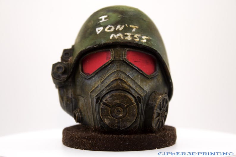 3d Printed Hand Painted 1/4 Scale Miniature Fallout New Vegas Helmet ...