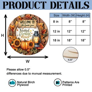 Artsy Woodsy Personalized Fall Door Hanger Round Wood Sign Blessed ...