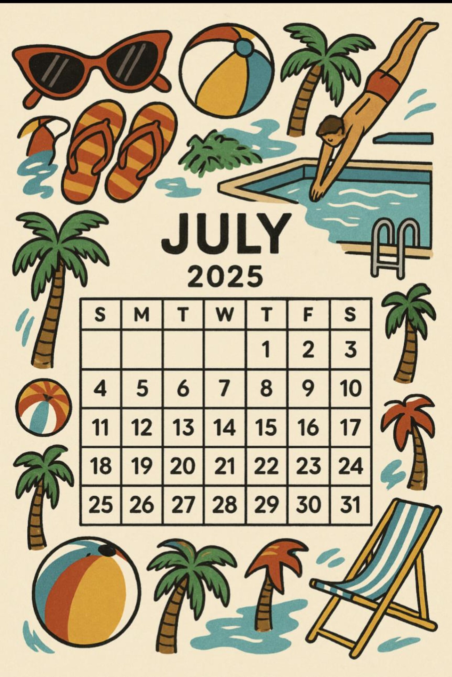 July Calendar Countdown for the Summer - Etsy