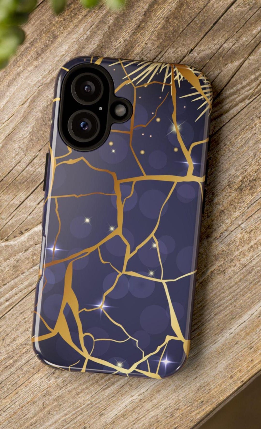 Gold Kintsugi Marble iPhone Case | Navy Blue, Metallic Crackle Pattern ...