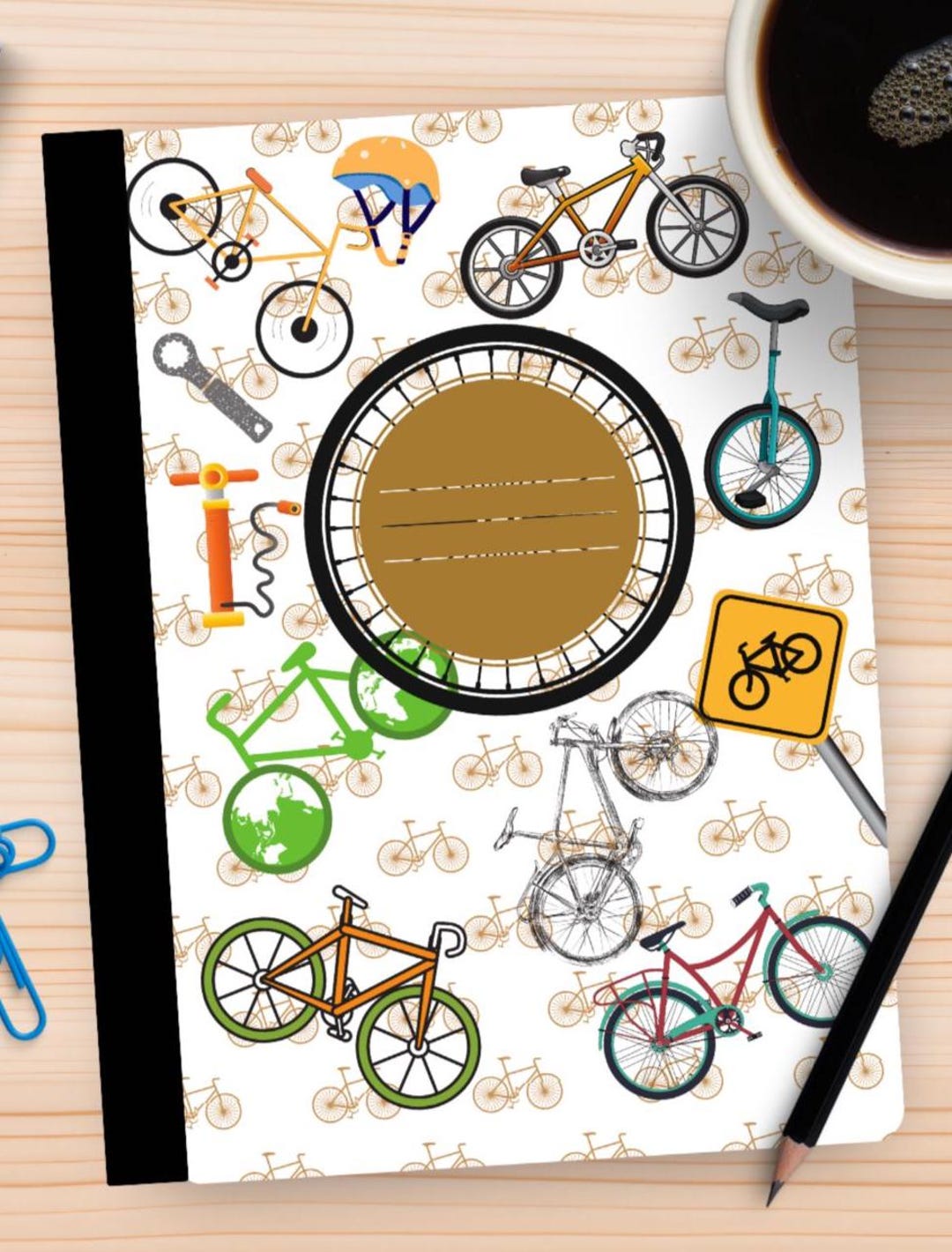 Bicycle Notebook Cover and Sticker Set: Bike Lover Gift (digital ...