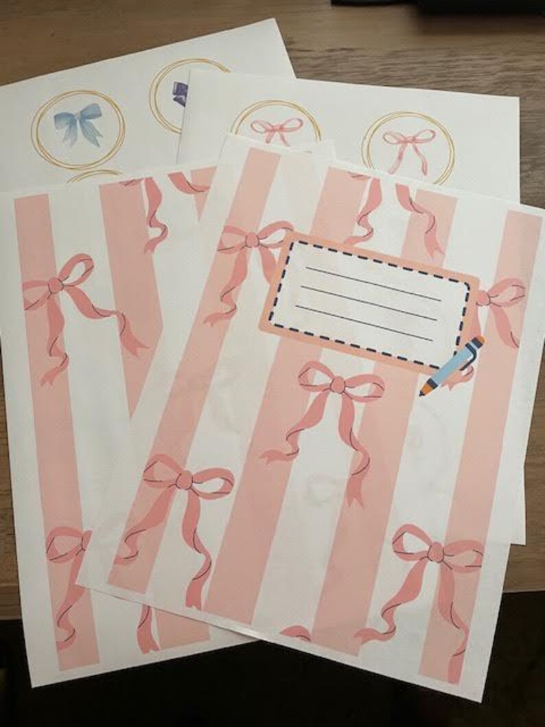 Pink Bow Composition Notebook Cover: Sticker Sheets (digital Download ...