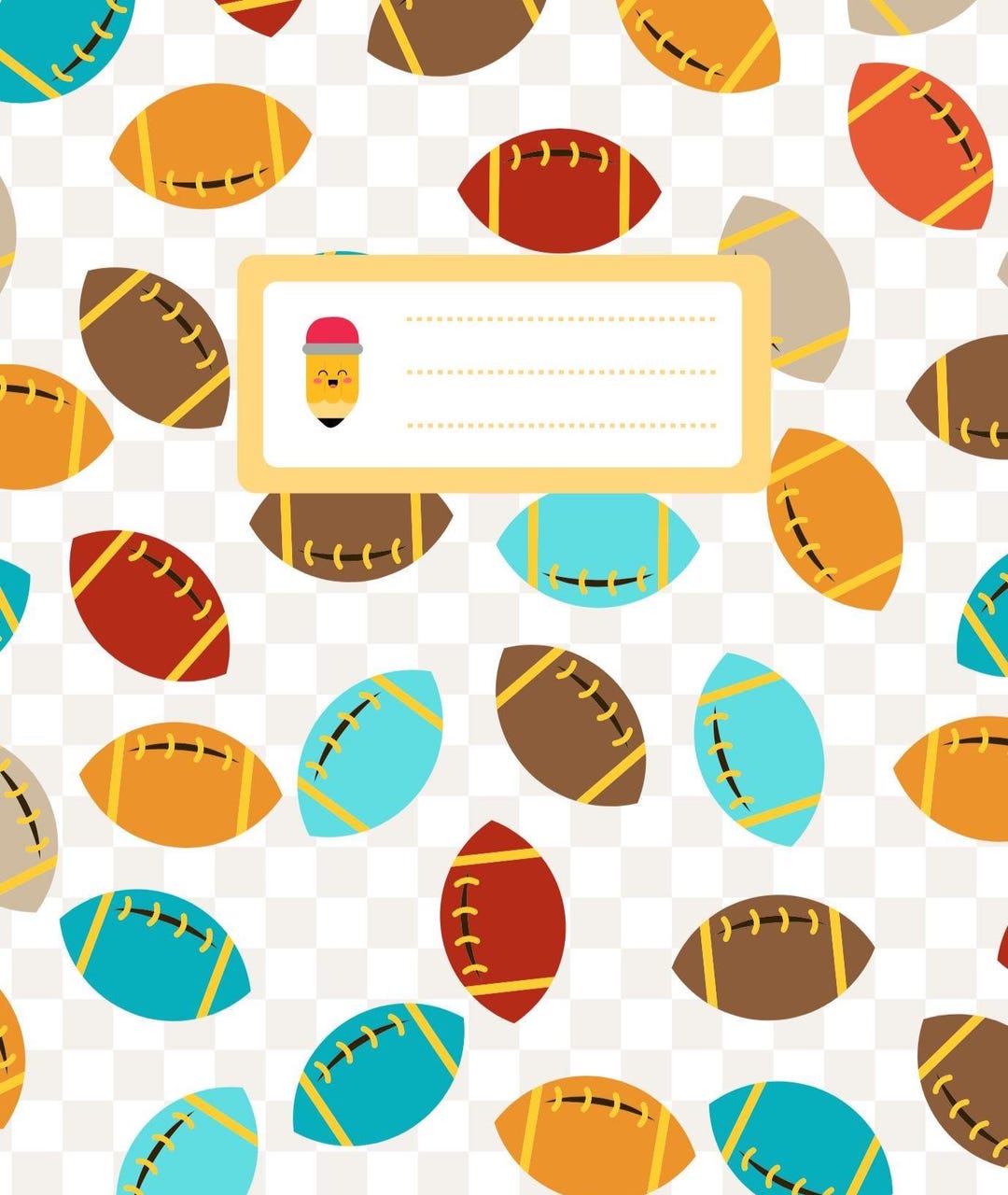 Football Composition Notebook Cover and Sticker: DIY School Project ...