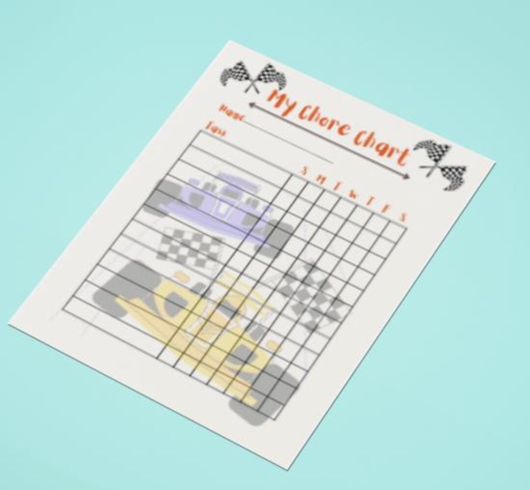 Race Car Chore Chart: Kids' Task Tracker (PDF Download) - Etsy