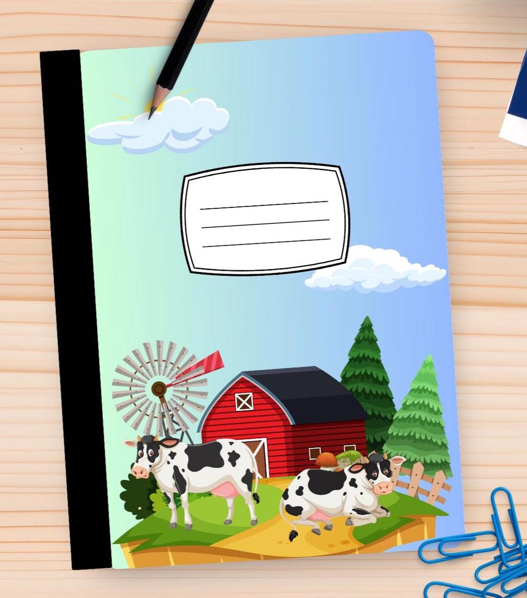 Farm Animal Composition Notebook Cover & Stickers (digital Download) - Etsy