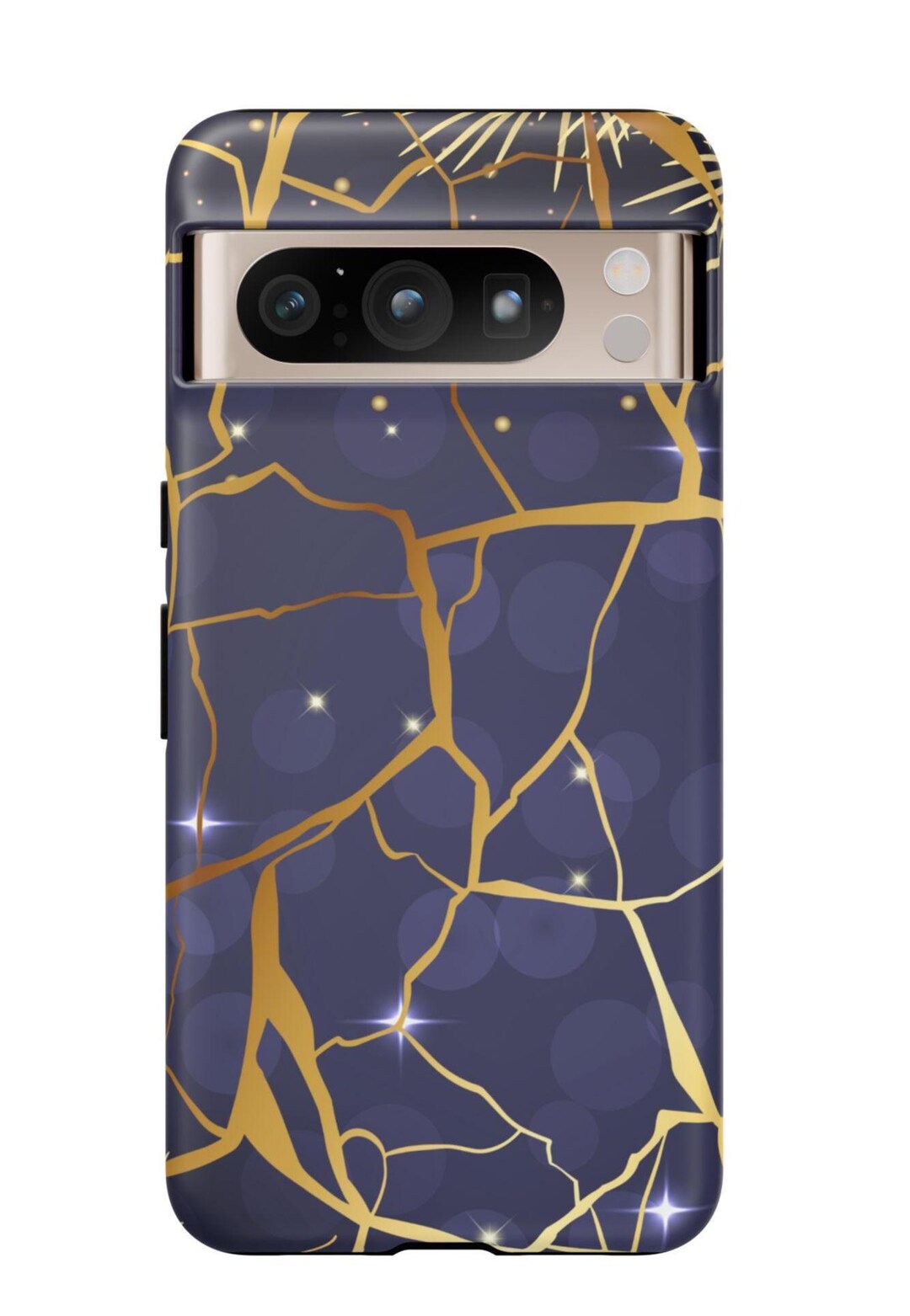 Gold Veined Marble Google Pixel Tough Case | Navy Purple Phone Case ...