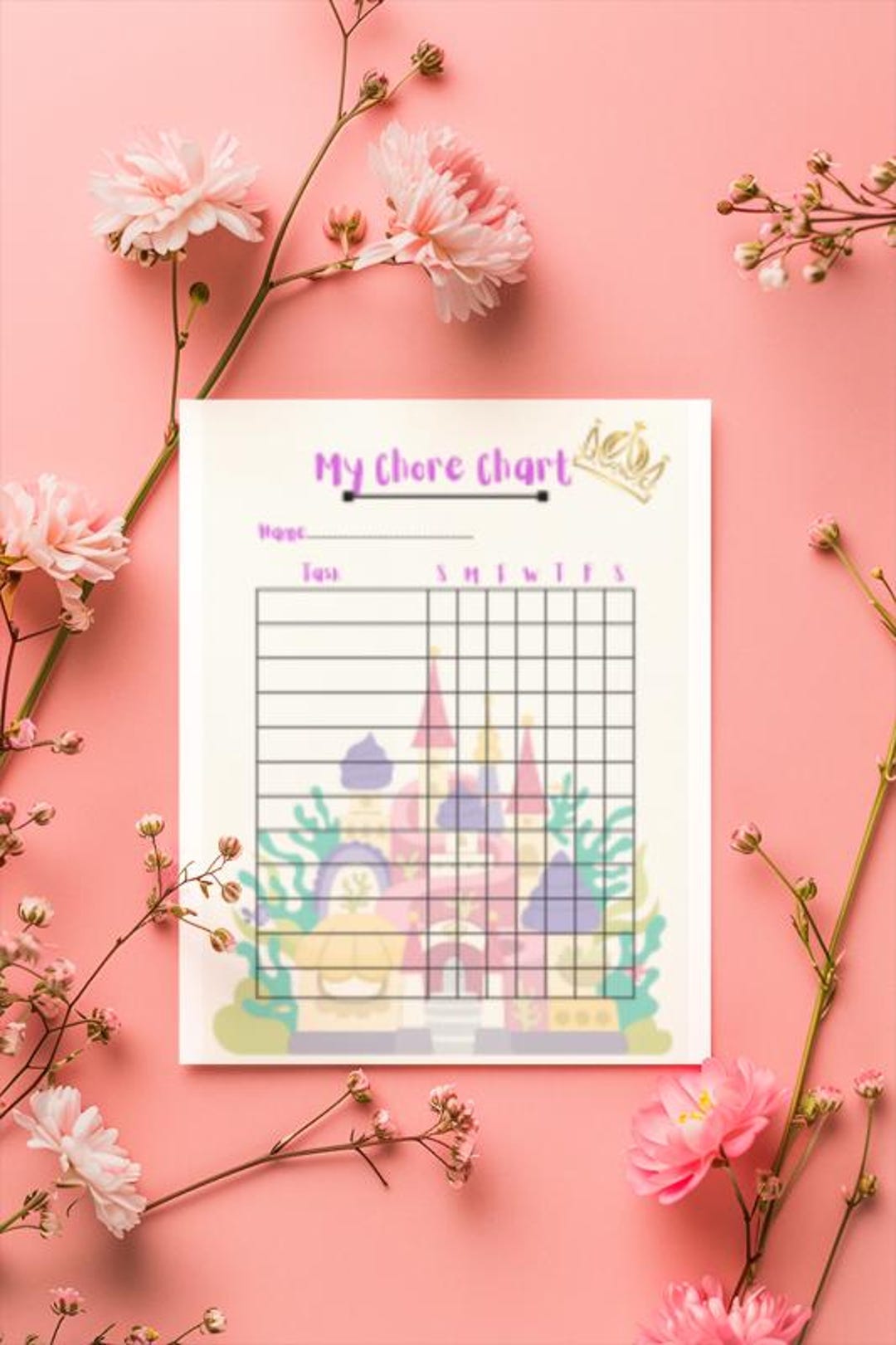 Princess Castle Chore Chart: Kids Task Tracker (PDF Download) - Etsy