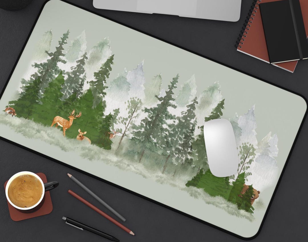 Forest Inspired Desk Mat, Office Decor, Animal Design, Eco-friendly ...