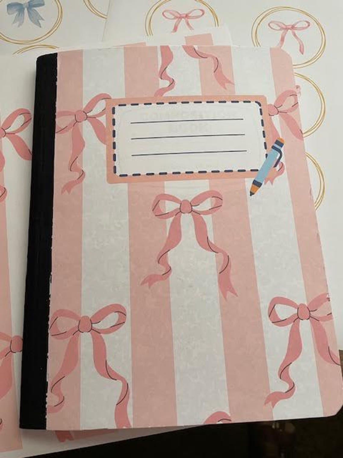 Pink Bow Composition Notebook Cover: Sticker Sheets (digital Download ...