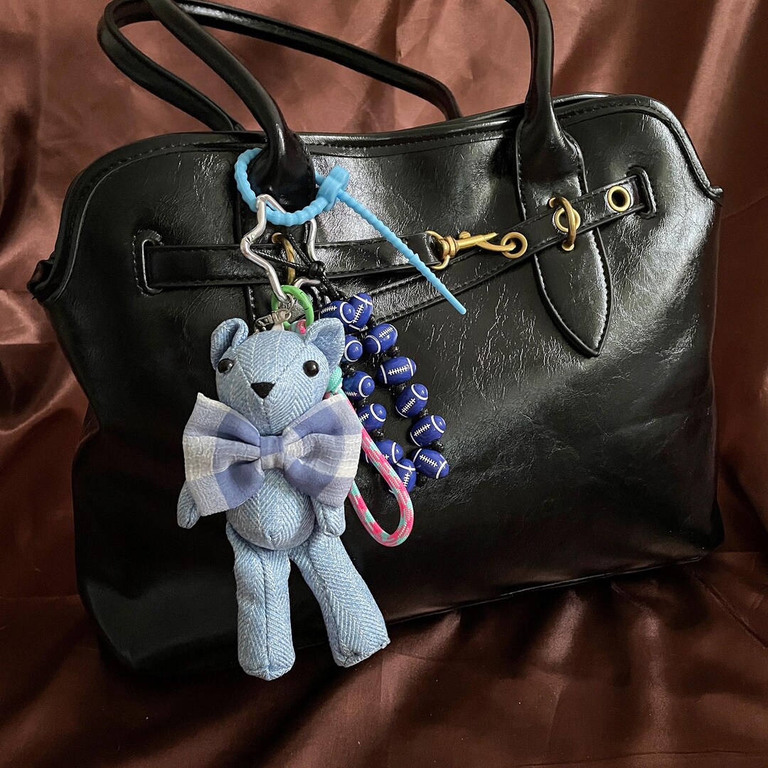 Blue Bear Plush Bag Charms,rope Bag Charm,purse Bag Keychain ...