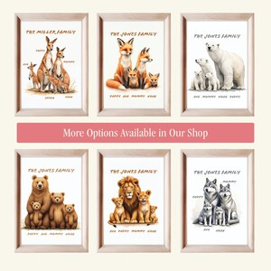 Fox Family Art Print, Animal Family Portrait Print, Custom Fox Family ...
