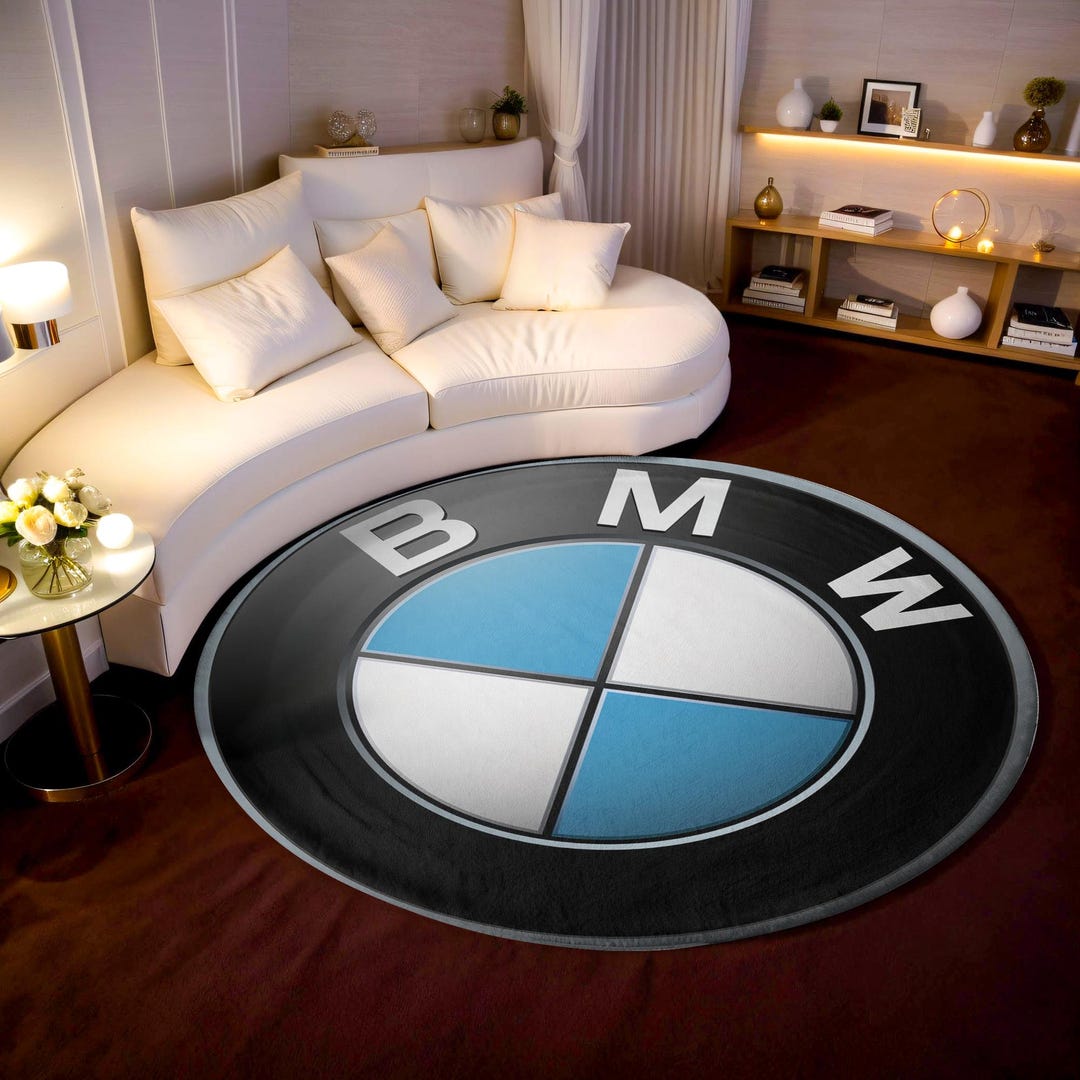 BMW Round Rug – Luxury Car Logo Decor, Washable Non-slip Rug for Car ...