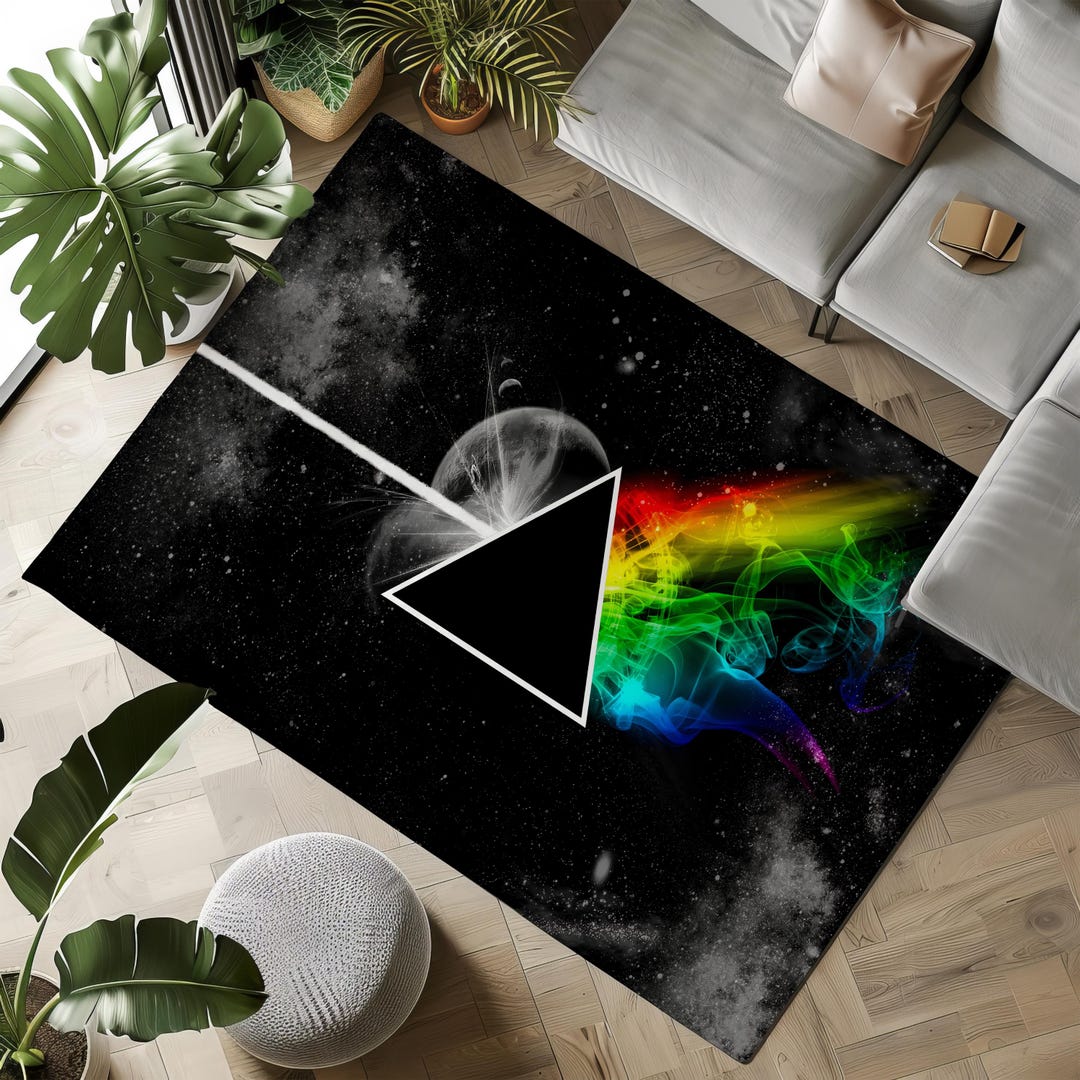 Iconic Pink Floyd Dark Side of the Moon Rug - Retro Music Decor ...