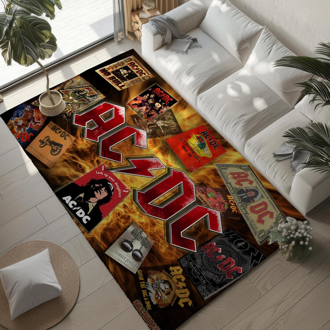 AC/DC Rock Band Rug - Iconic Retro Carpet, Ideal Gift for Music Lovers ...