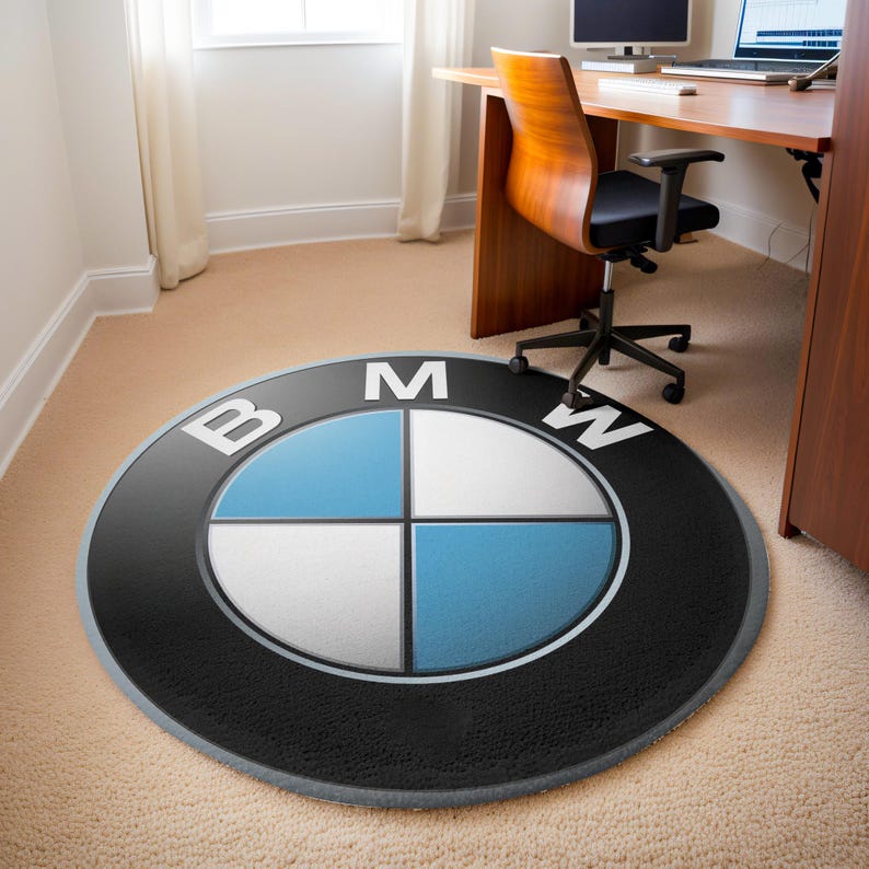 BMW Round Rug – Luxury Car Logo Decor, Washable Non-slip Rug for Car ...