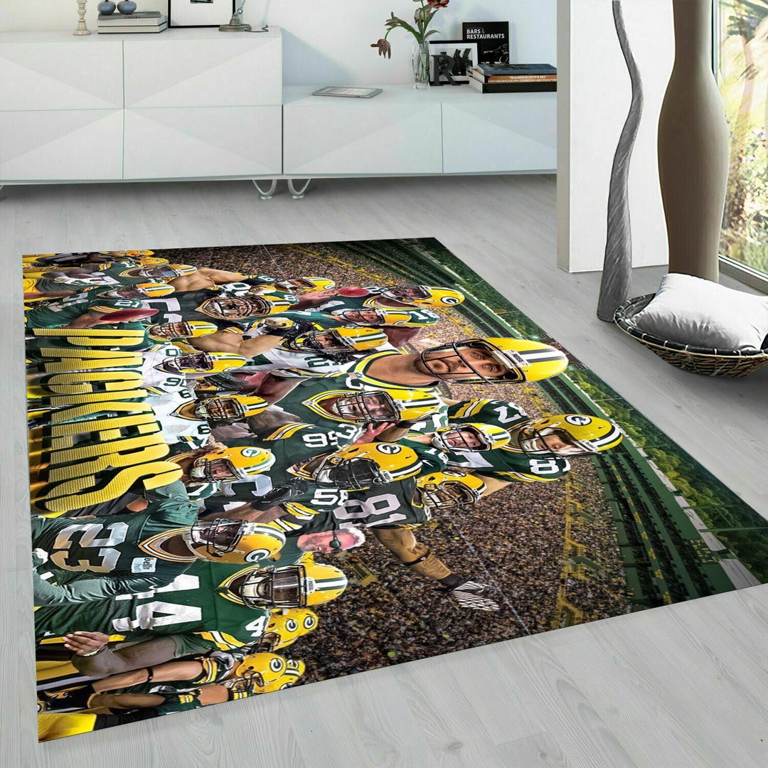 Non-slip NFL Fan Rug - Green Bay Packers Themed Carpet, Washable ...