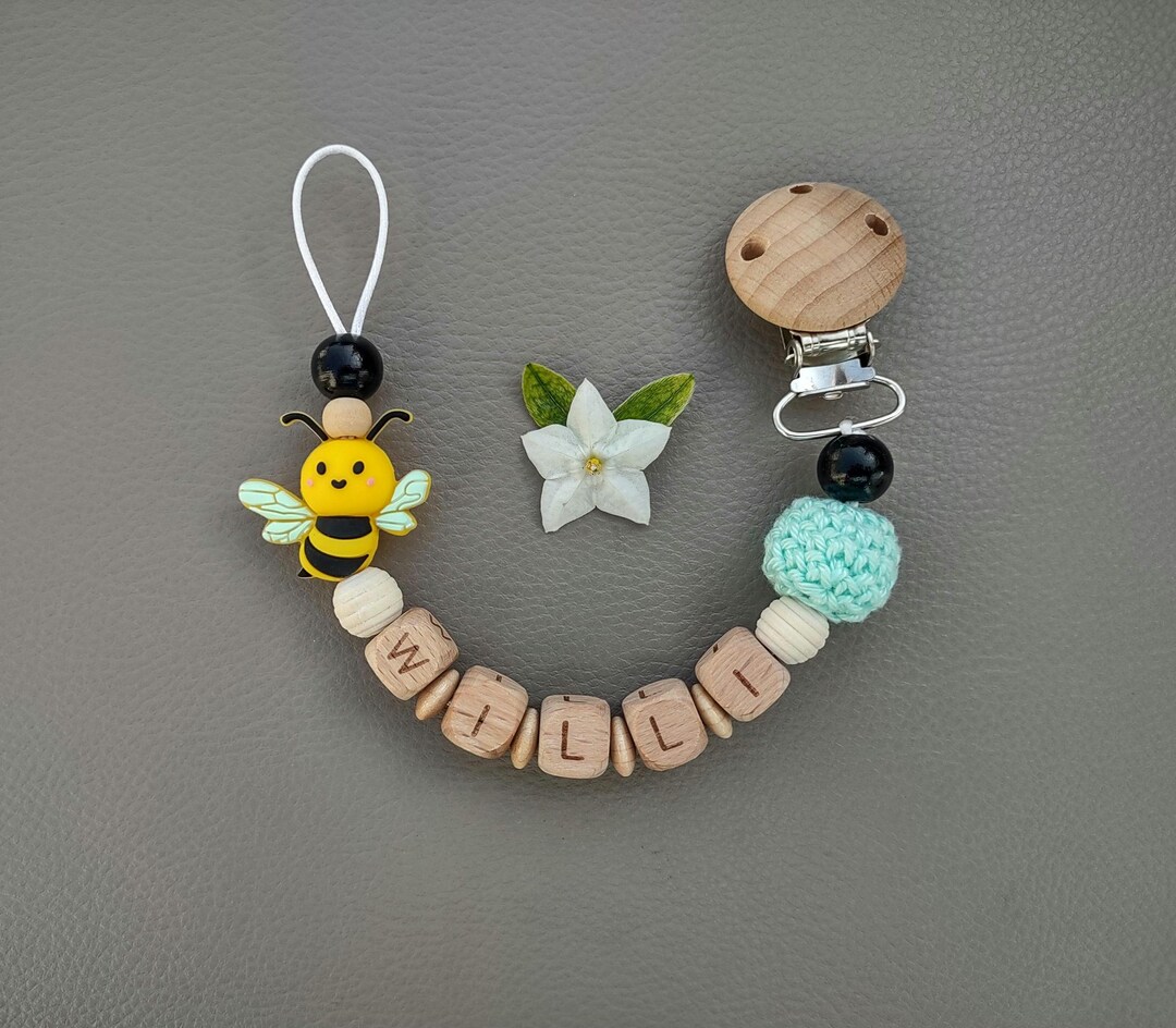 Personalized Pacifier Chain With Name and Bee Design - Baby Gift - Etsy