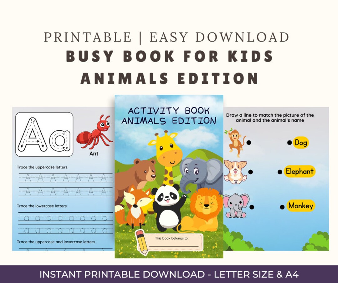 Printable Busy Book for Kids Homeschool Worksheet Animal Busy Book ...