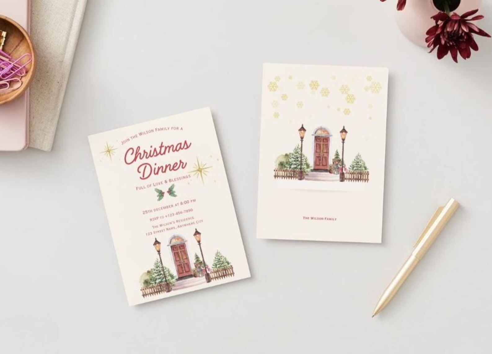 Editable Christmas Dinner Invitation Template - Etsy
