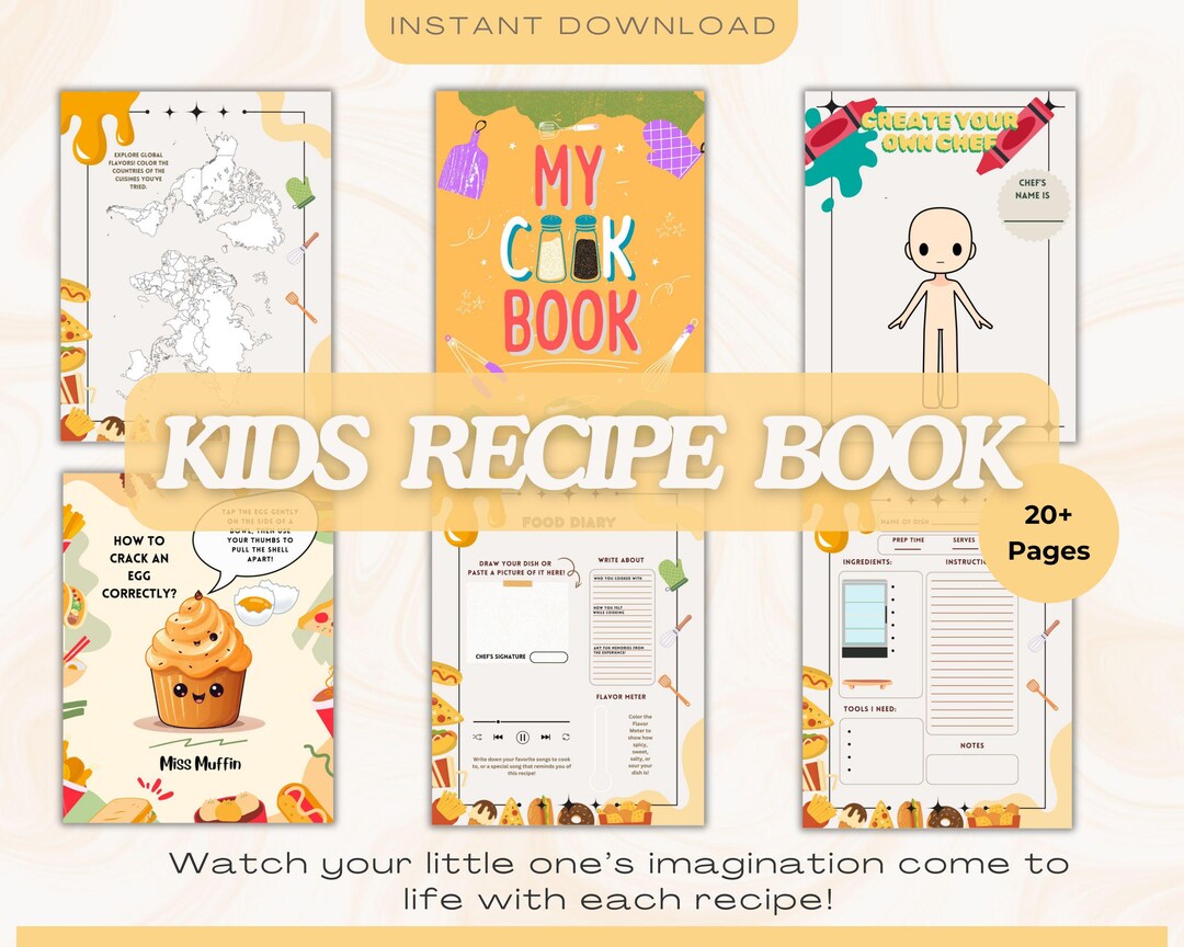 Kids Recipe Book Template|kids Cook Book Template|kids Cooking Journal ...
