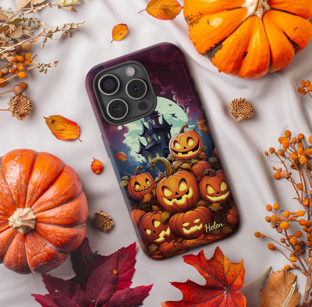 Personalized Halloween Castle and Pumpkins Phone Case, Halloween Castle ...
