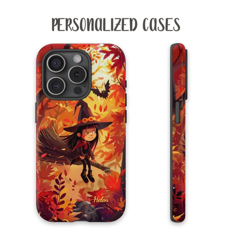 Personalized Halloween Cute Little Witch Girl Phone Case, Halloween ...