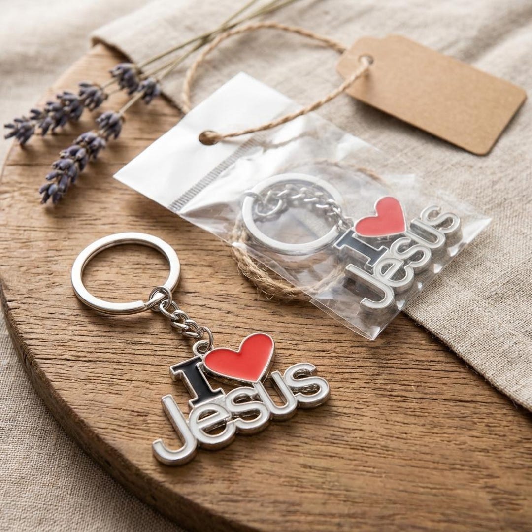 2PC I Love Jesus Keychain Set, Red Heart Charm, Christian Gift - Etsy
