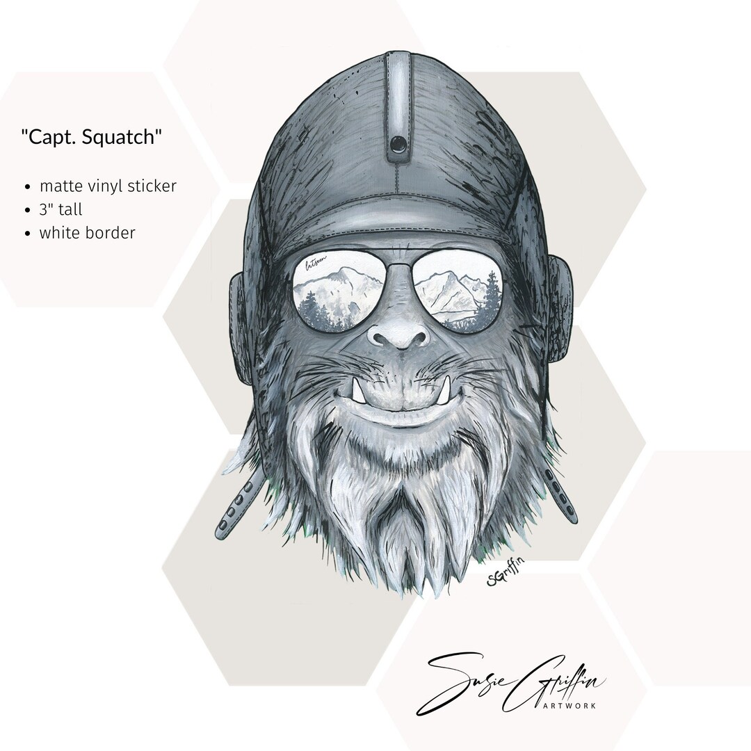 Capt. Squatch - Sasquatch - Yeti - Bigfoot - PNW - Vinyl Sticker - Etsy