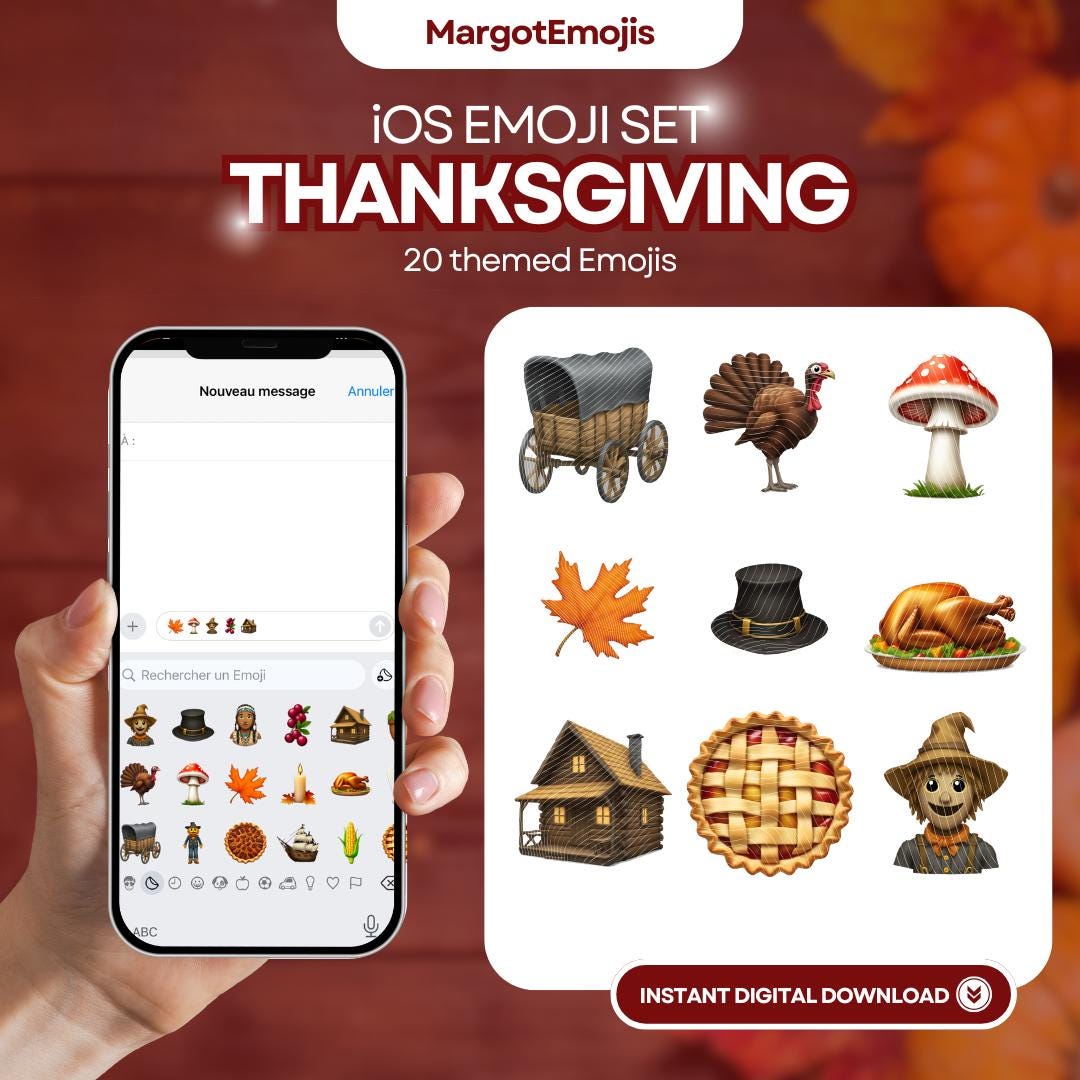 Ios18 Custom Emojis Stickers Pack 20 Thanksgiving Aesthetic iPhone ...