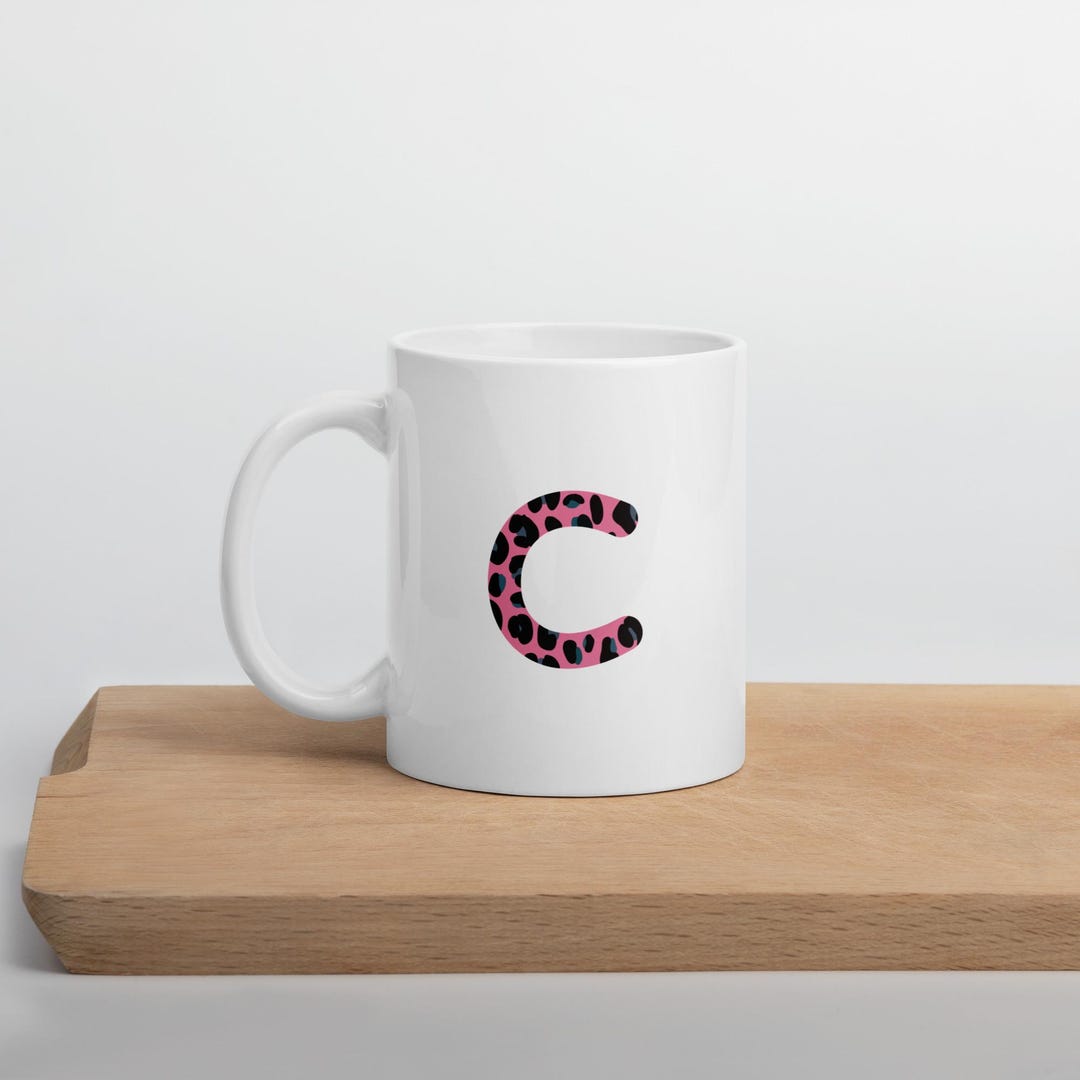White Glossy Mug Letter C - Etsy