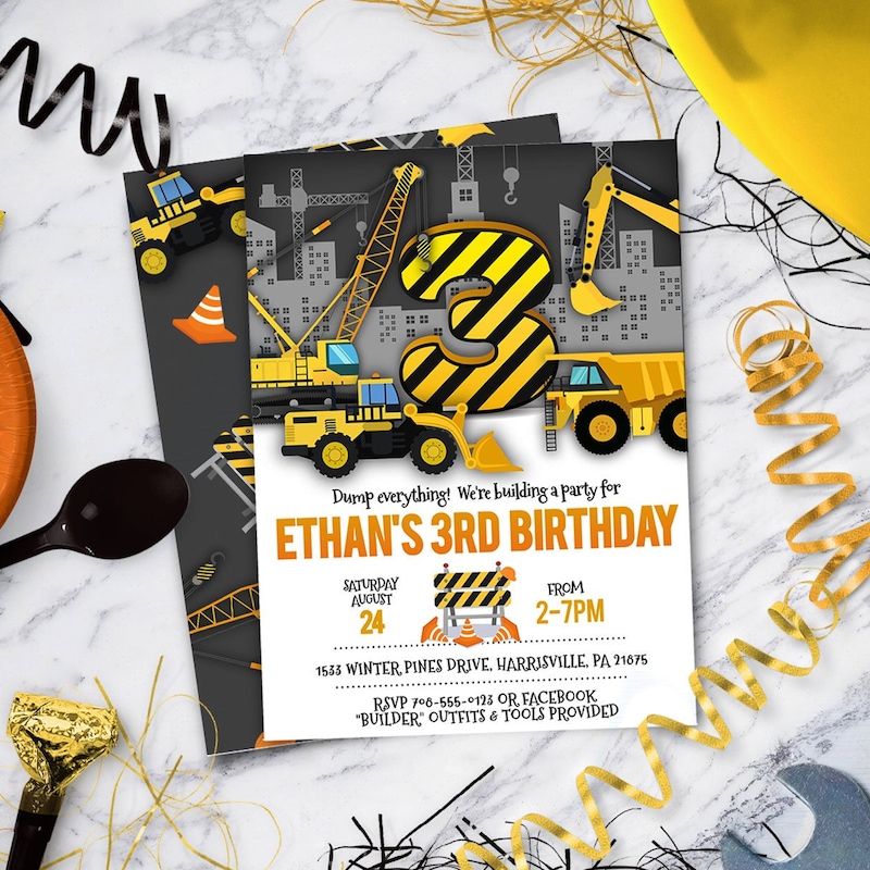 Construction Invite - Etsy