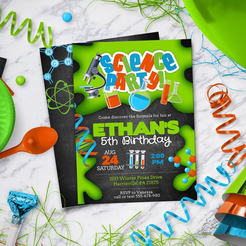 Science Birthday Invitation - Etsy