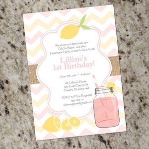 Lemonade Birthday Party Invitations Pink Lemonade Party - Etsy