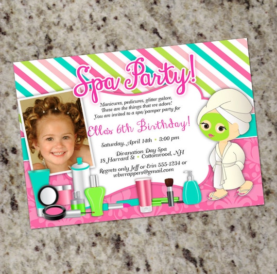 Pamper Birthday Party Invitations | Spa Party Invitation | Glam Spa ...