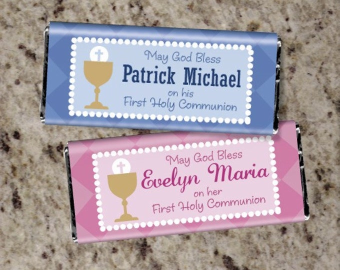 20 Personalized FIRST COMMUNION Candy Bar Wrappers - Boy or Girl - Cute ...