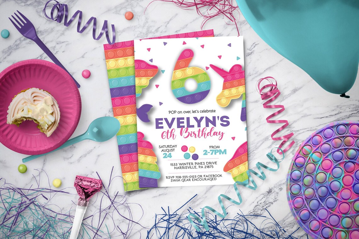 Fidget Toy Fidget Invitation Girl Girly Fidget Party - Etsy