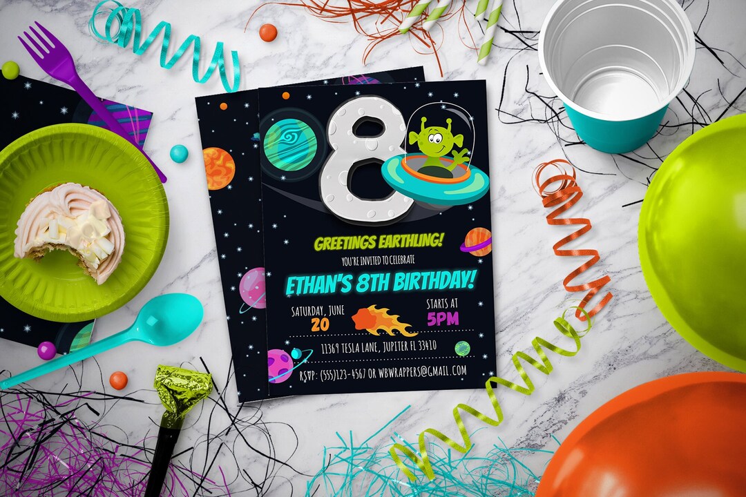 Alien Birthday Invitation, Space Birthday Invitation, Alien Party ...