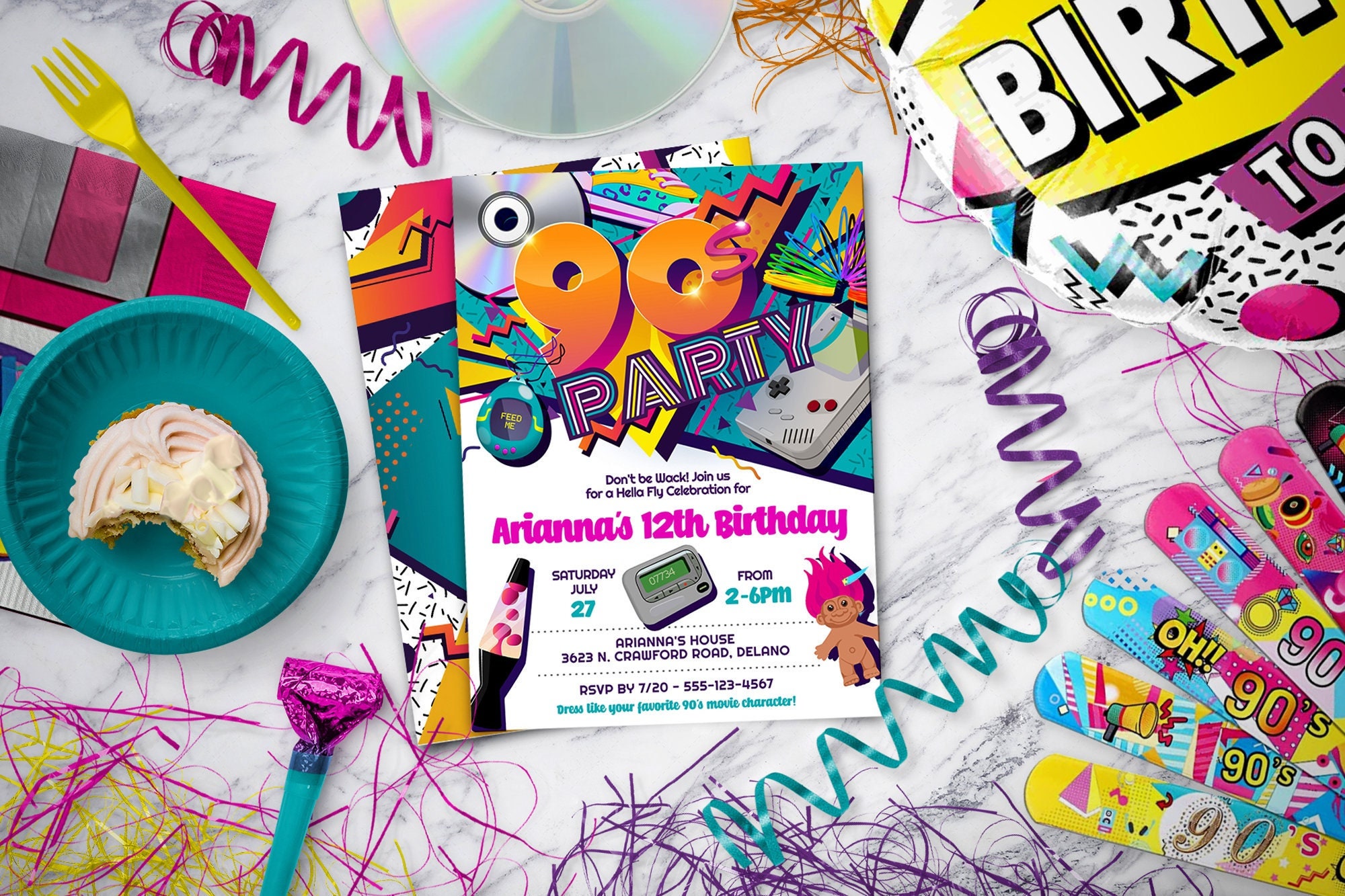 90s Party Invitation for Kids Disco Party or 30th Birthday - Etsy
