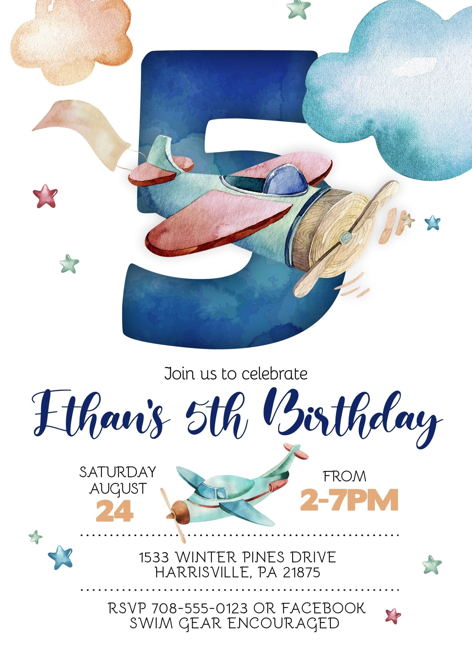 Airplane Birthday Invitation for Airplane Theme Party First - Etsy