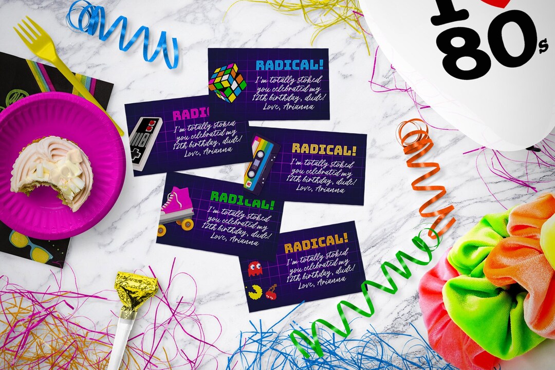 80s Party Favor Tags - Kids Disco Party or 40th Birthday Party ...