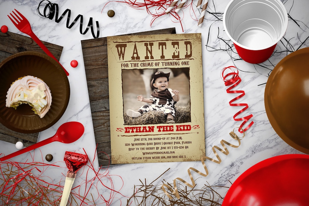 Wanted Poster Invitation Template for Birthday Party, Editable Wanted ...