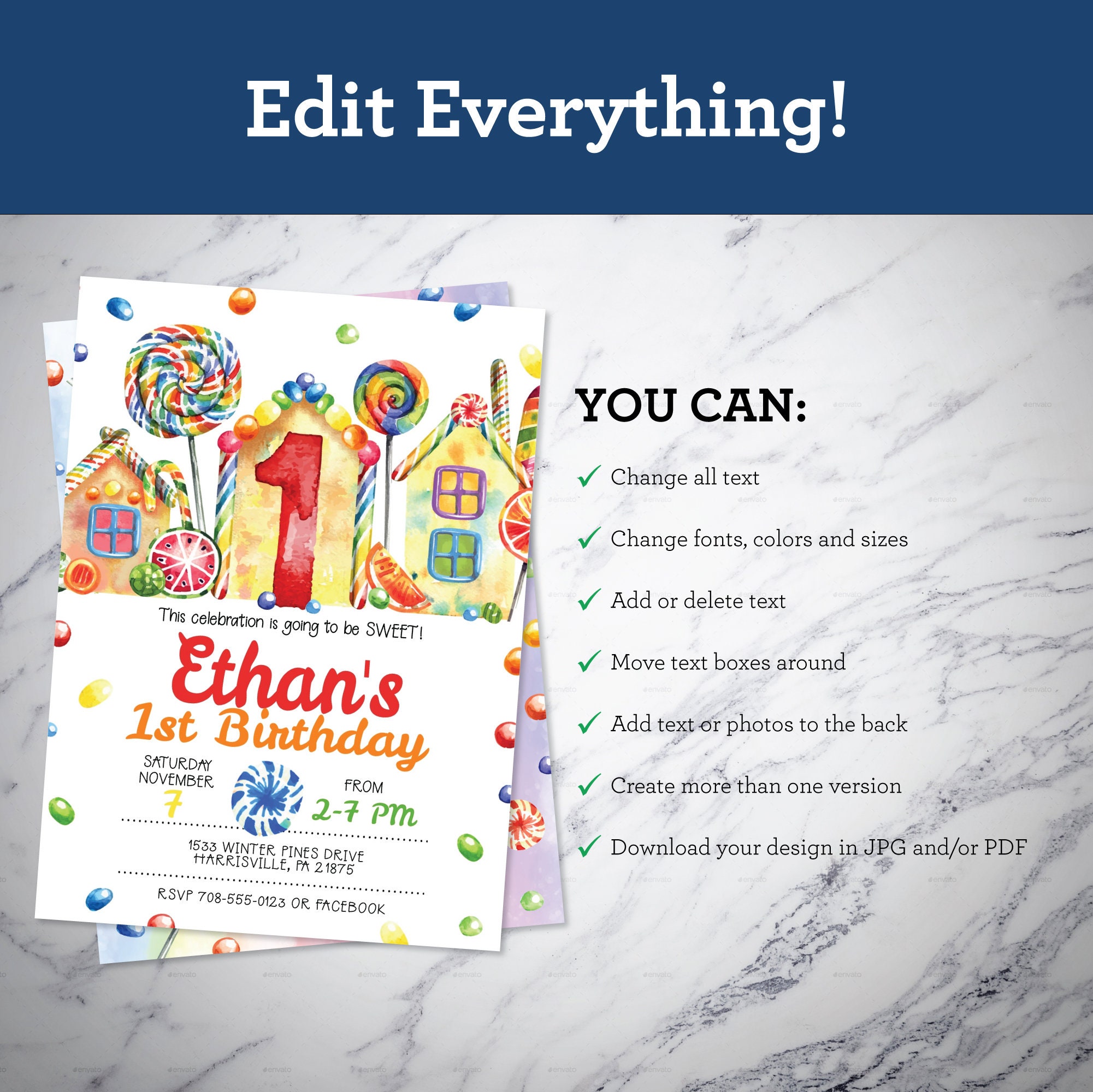 Candyland Candy Invitation for Candy Theme Instant Download - Etsy