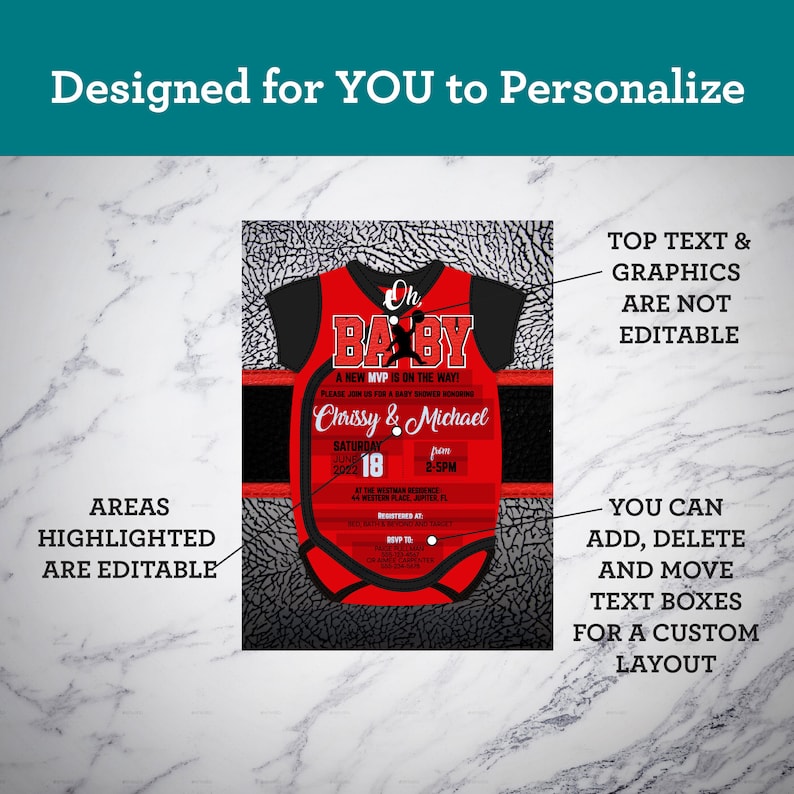 Air Jordan Baby Shower Invitations | Jumpman | Jordan Themed Party ...