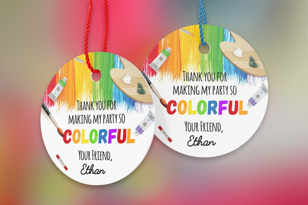 Painting Party Favors Tags or Labels | 2.5" Circle Round Hang Tags or ...