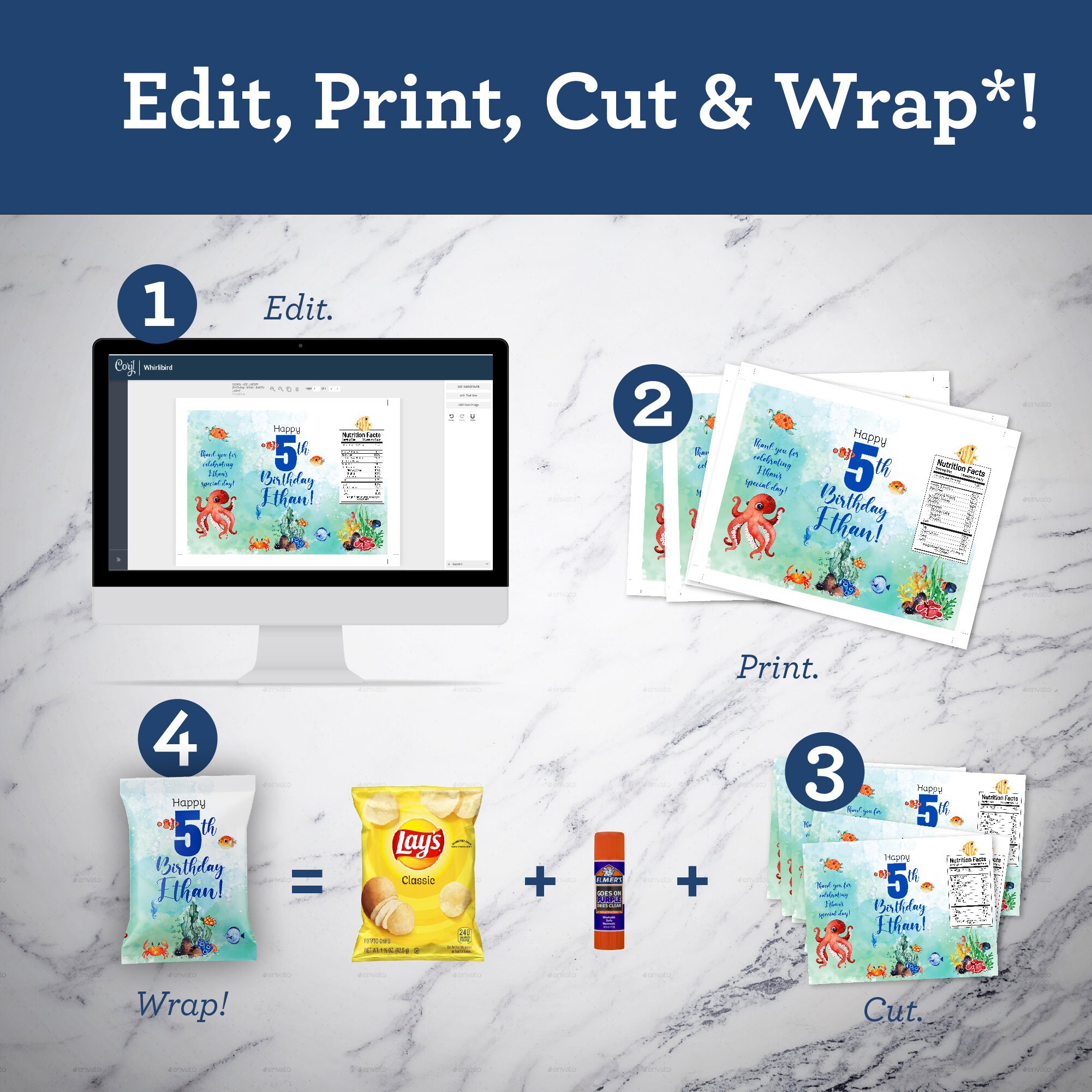 Under the Sea Chip Bag Template Instant Download Editable - Etsy